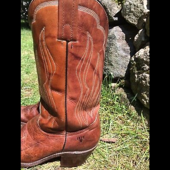 Frye | Shoes | Frye Vintage Cowboy Boots Roper Brown Leather 5 | Poshmark
